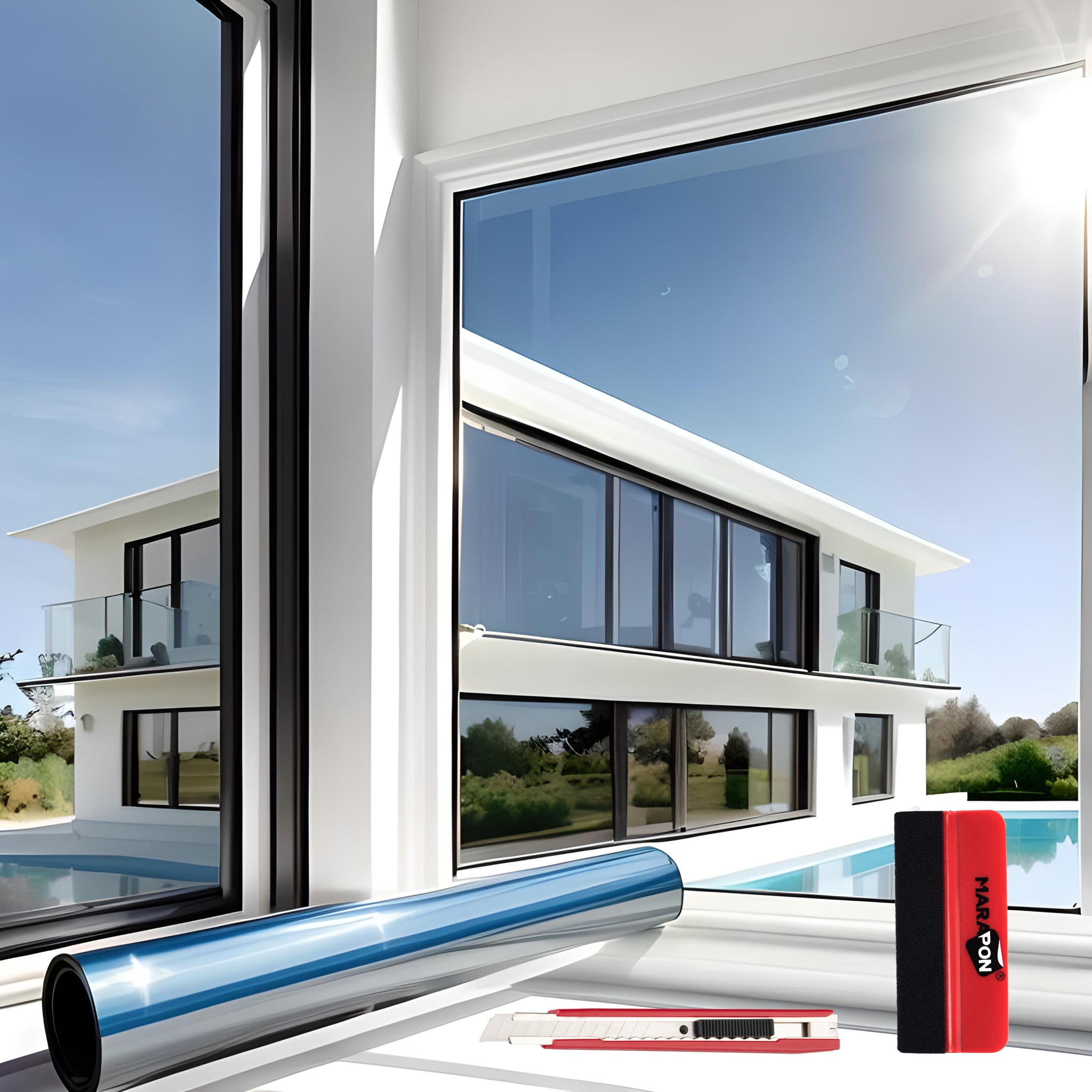 MARAPON Spiegelfolien-Set für optimalen Hitzeschutz am Fenster